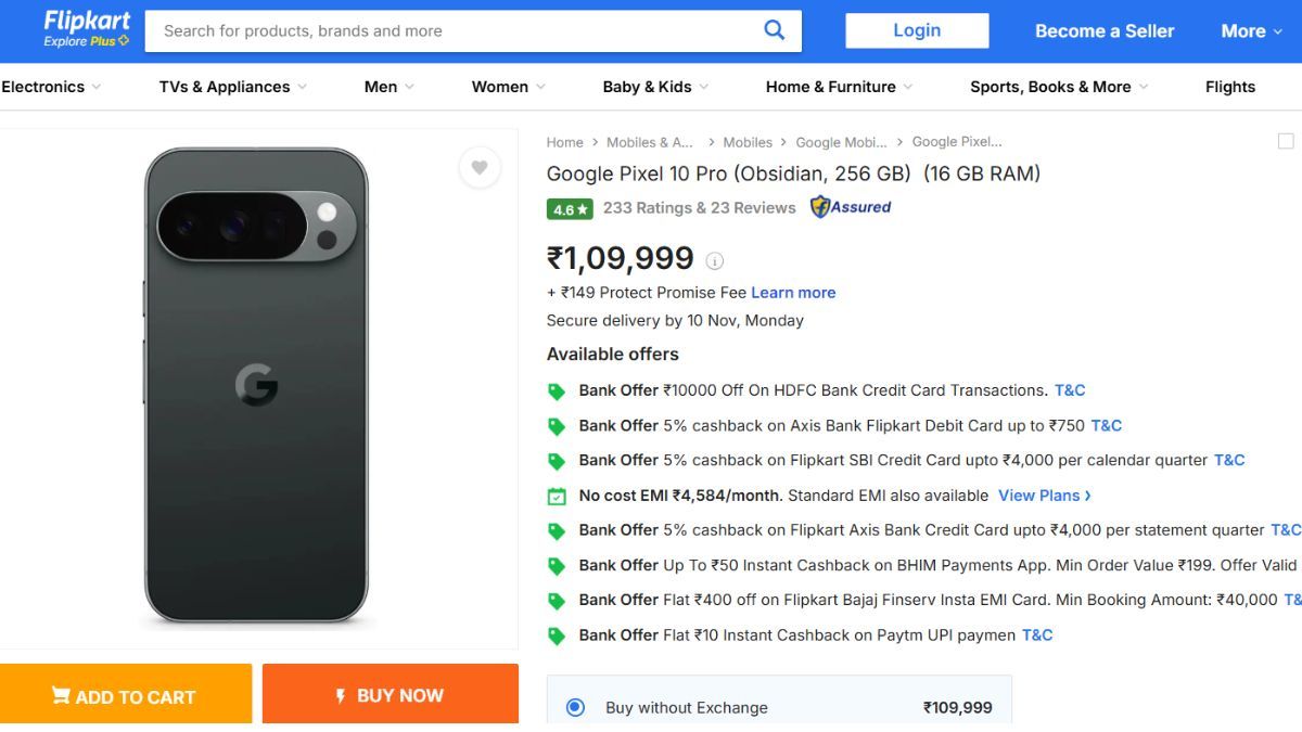 Google Pixel 10 Pro 5G पर 10,000 रुपये का बैंक डिस्काउंट, जानें 42MP ...